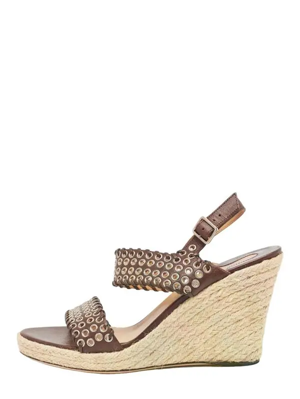 FERRAGAMO 110mm Eyelet-embellished Wedge Sandals - Brown