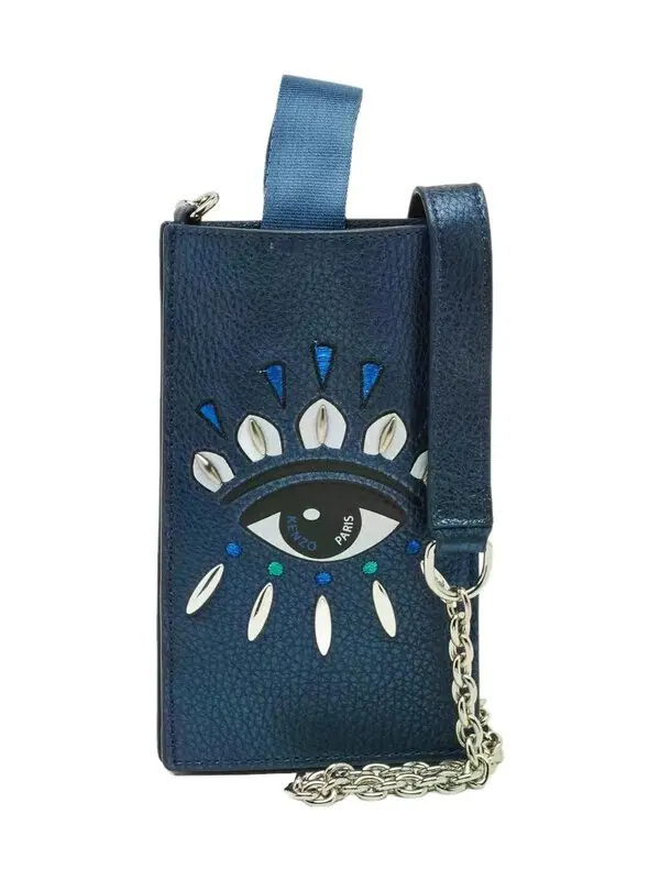 Kenzo Leather Eye-motif Phone Crossbody - Blue