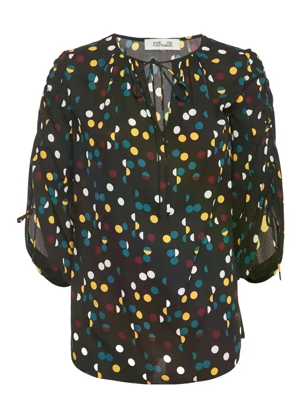 Diane Von Furstenberg Polka Dot Blouse - Black