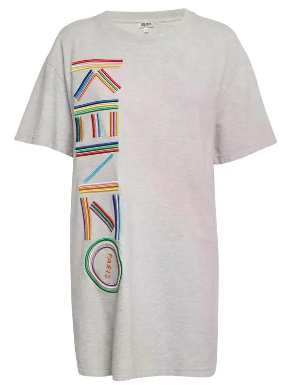 Kenzo Embroidered Logo Mini Dress - Grey