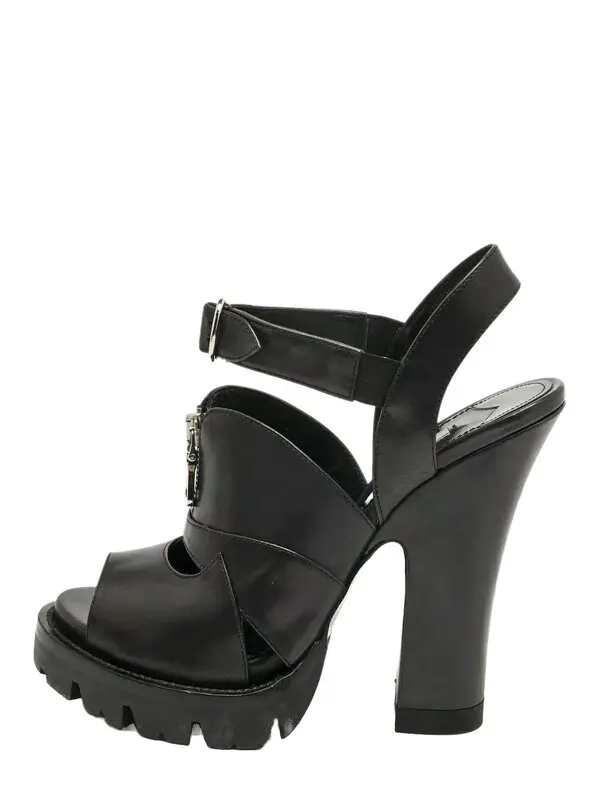 Prada Zip-detail Heeled Sandals - Black