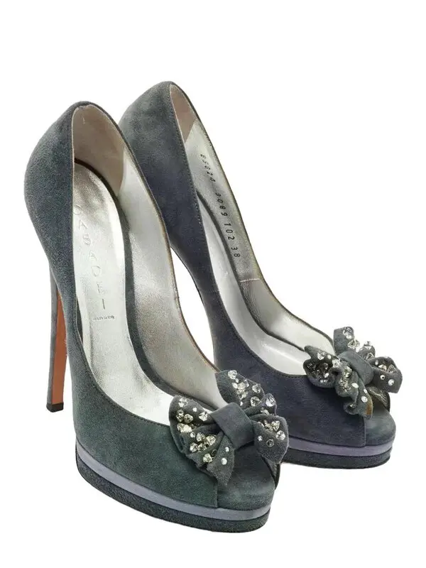 Casadei 150mm Peep-toe Bow Pumps - Grey