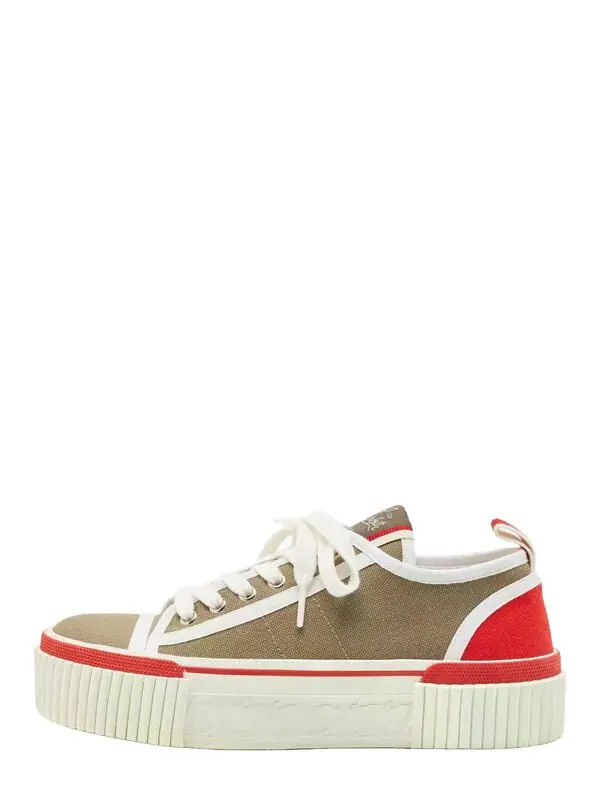 CHRISTIAN LOUBOUTIN Pedro Platform Canvas Sneakers - Neutrals