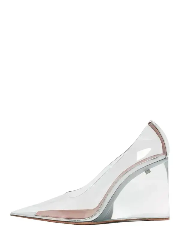 Amina Muaddi 100mm Wedge Pumps - Silver