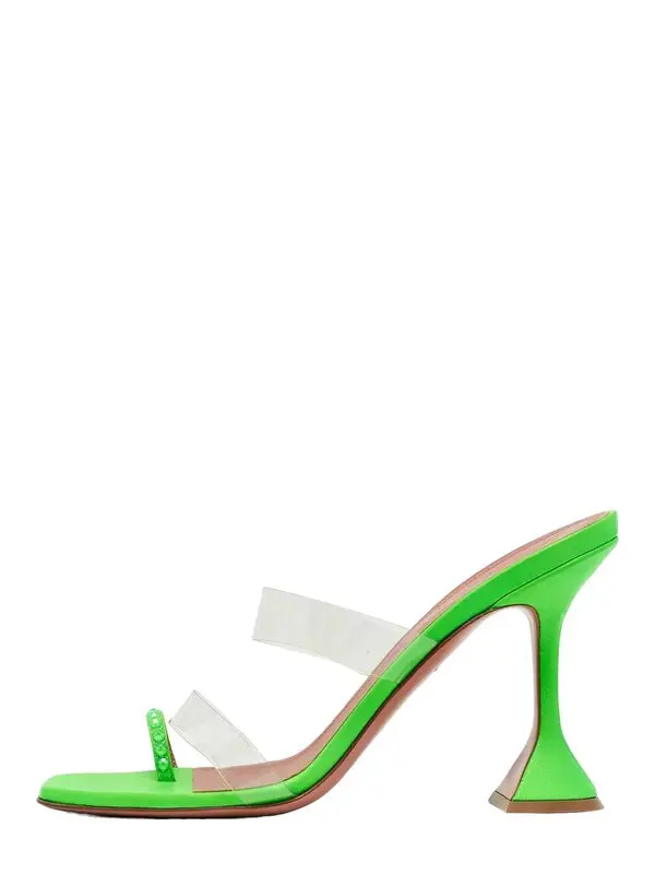 Amina Muaddi 105mm Leather Sculpted-heel Sandals - Green