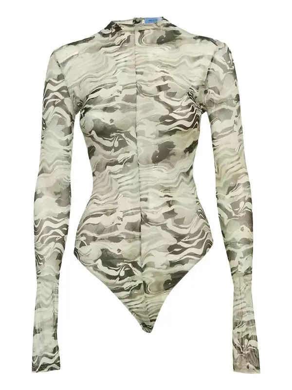 Thierry Mugler Camouflage-print Bodysuit - Grey