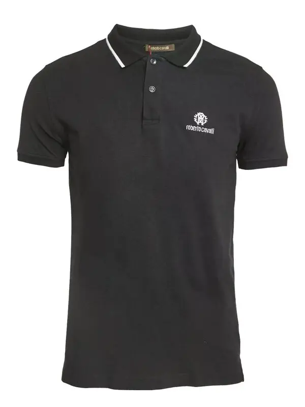 Roberto Cavalli Embroidered-logo Polo Shirt - Black