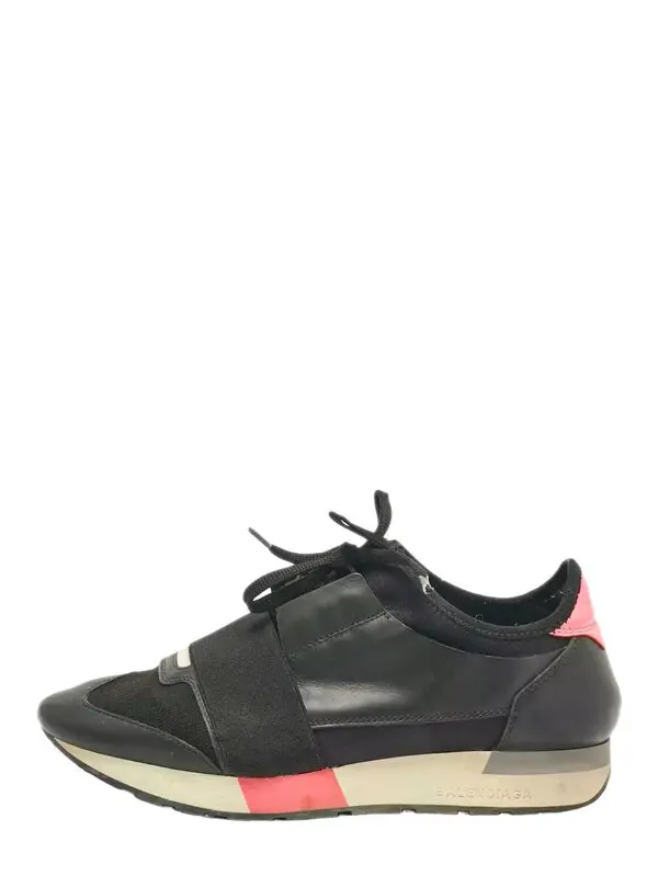 Balenciaga Leather Lace-up Sneakers - Black