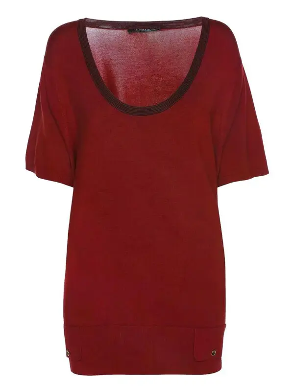 Marina Rinaldi Stretch-knit Scoop-neck T-shirt - Red
