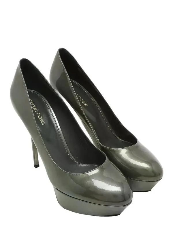 SERGIO ROSSI Patent Leather Platform Stiletto Pumps - Grey