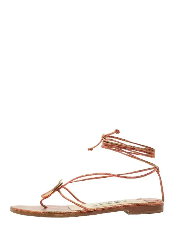 JIMMY CHOO Leather Ankle-wrap Sandals - Orange