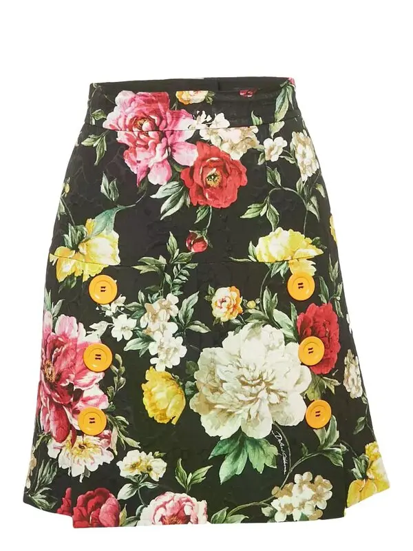 Dolce & Gabbana Floral Jacquard Mini Skirt - Black