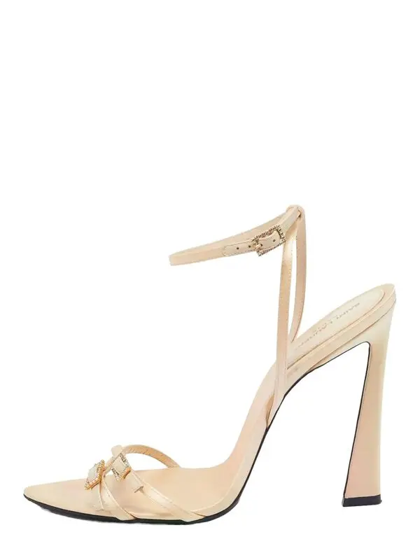 Saint Laurent Gippy Crystal Embellished Sandals - Neutrals