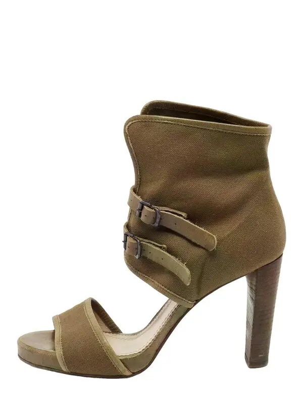 Chloé Buckle Canvas Sandals - Brown