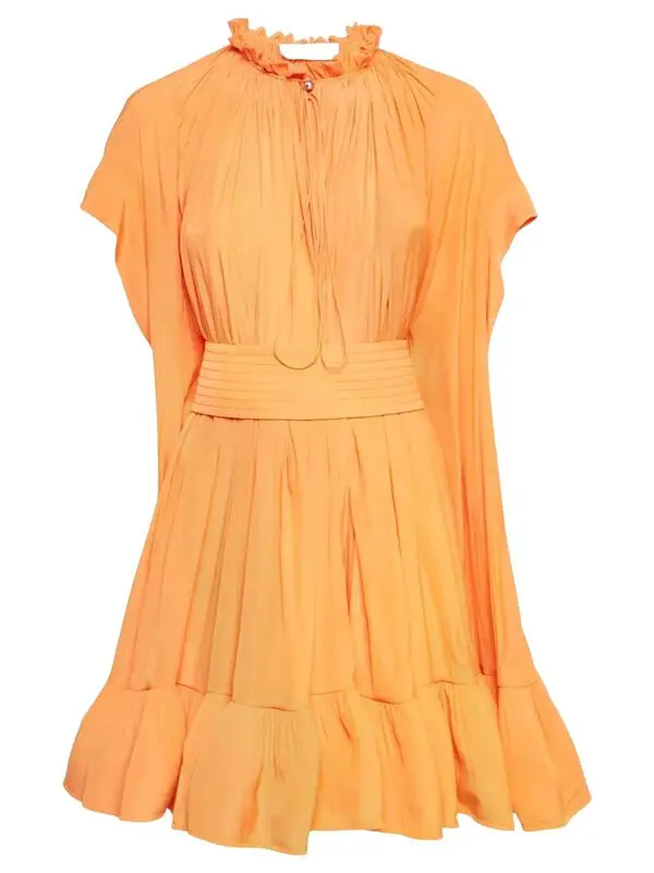 LANVIN Ruffled Cape-sleeve Mini Dress - Orange