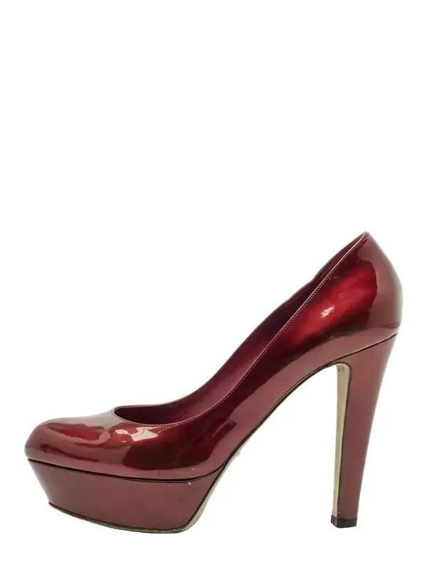 SERGIO ROSSI Patent Leather Platform Pumps - Red