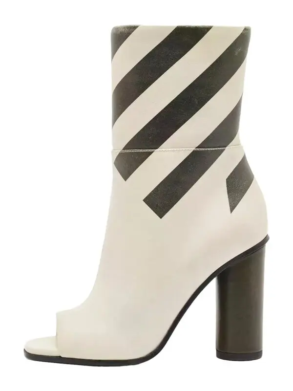 ANYA HINDMARCH Striped Peep-toe Boots - Neutrals