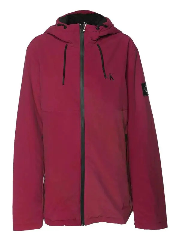 Calvin Klein Logo-patch Hooded Jacket - Pink