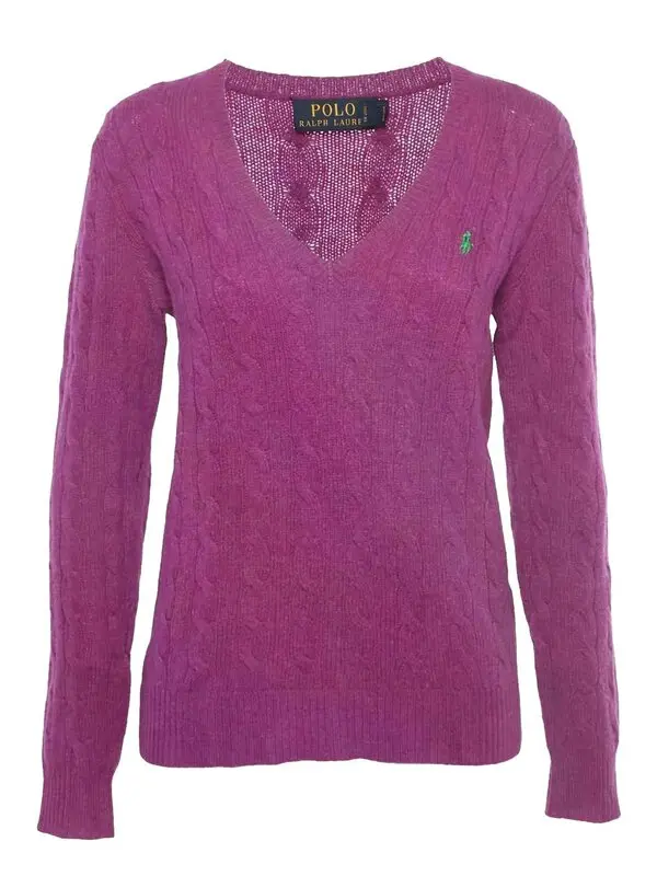 Polo Ralph Lauren Logo-embroidered Cable Knit Sweater - Purple