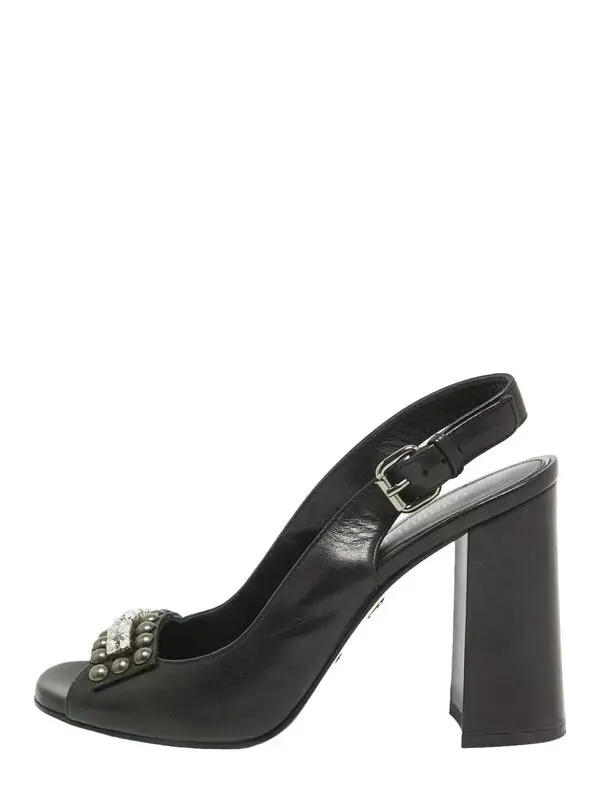 LORIBLU 120mm Crystal Studded Slingback Pumps - Black