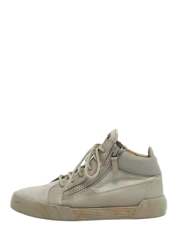 GIUSEPPE ZANOTTI Double Sketch Leather High-top Sneakers - Grey
