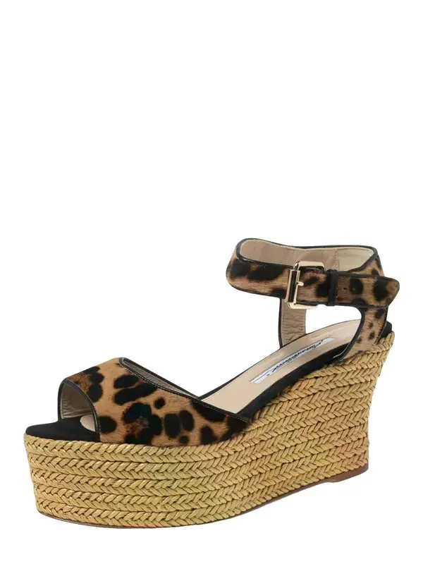 Brian Atwood Leopard-print Espadrille Wedge Sandals - Brown