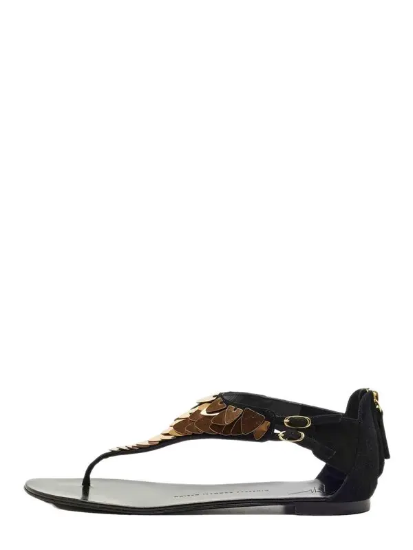 GIUSEPPE ZANOTTI Thong Crystal-embellished Flat Sandals - Black