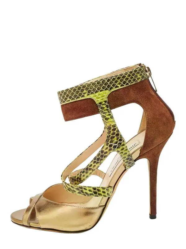JIMMY CHOO Python Embossed Leather Sandals - Yellow