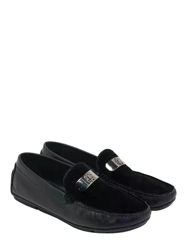 Roberto Cavalli Leather And Fabric Loafers - Black
