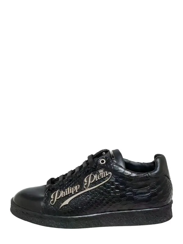 Philipp Plein Leather Python-embossed Sneakers - Black
