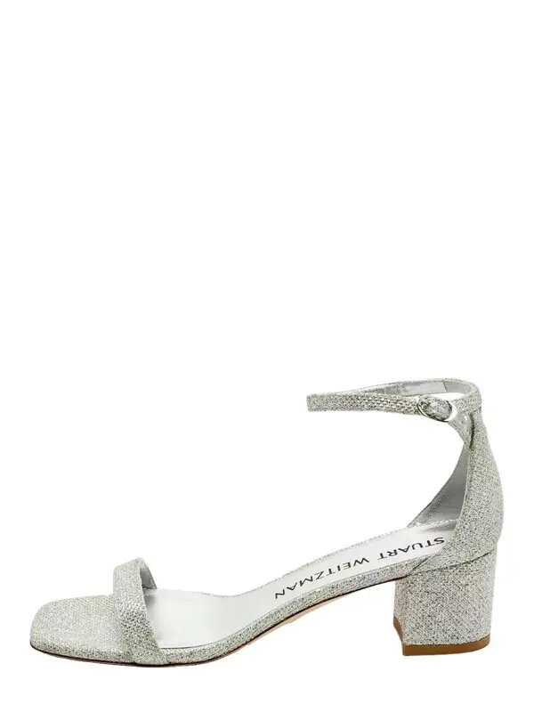 STUART WEITZMAN Nearly Nude Glitter Ankle-strap Sandals - Silver