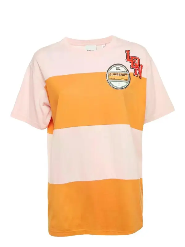 Burberry Logo-appliqué Striped T-shirt - Pink