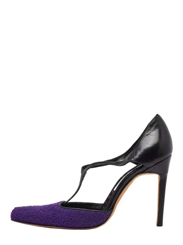 Manolo Blahnik 110mm T-strap Textured Pumps - Purple