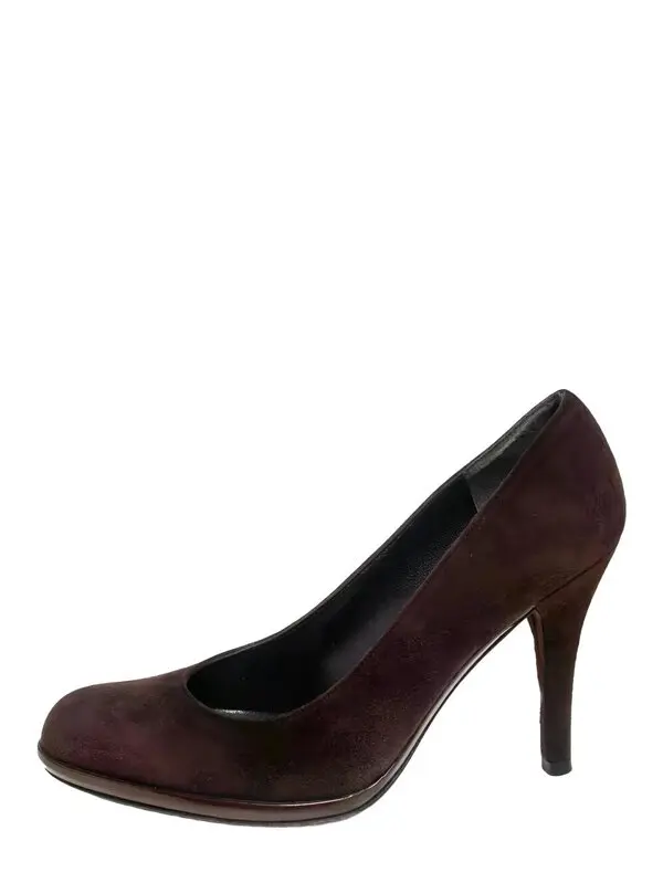 STUART WEITZMAN Suede Round-toe Pumps - Brown
