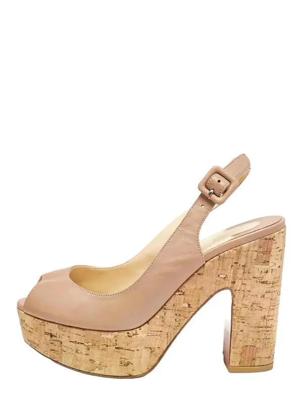 CHRISTIAN LOUBOUTIN 120mm Cork Platform Sandals - Neutrals