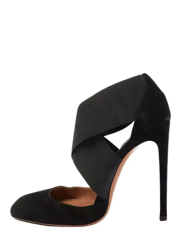 Alaïa Cross-strap Suede Pumps - Black