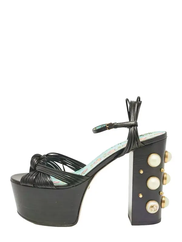 Gucci 130mm Knot Platform Sandals - Black