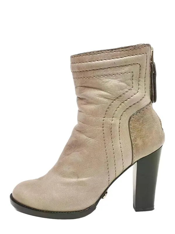 Chloé Quilted Leather Block Heel Boots - Neutrals