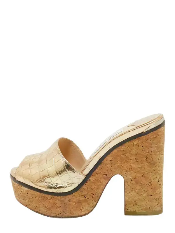 JIMMY CHOO Croc-embossed Leather Platform Sandals - Brown