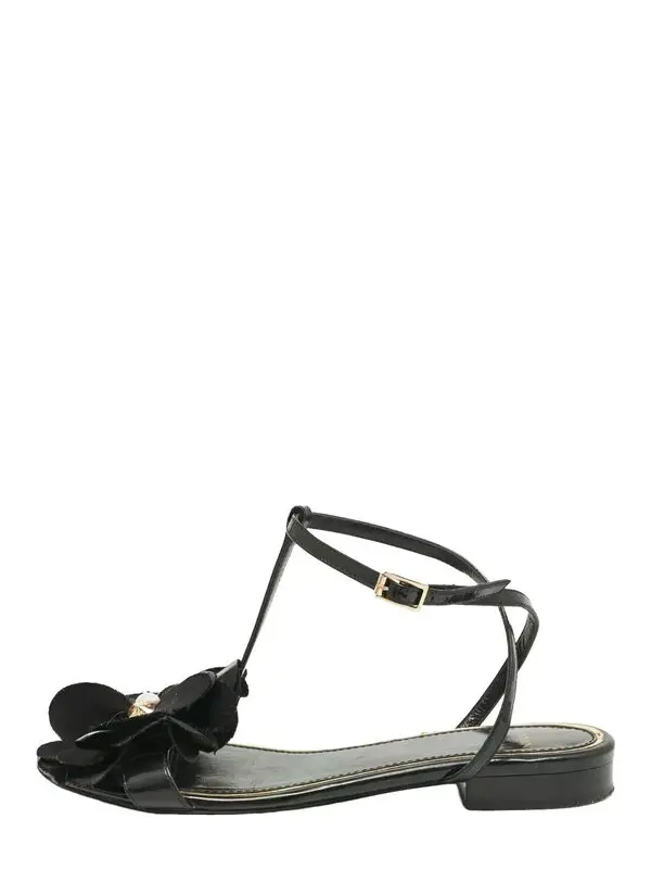 LANVIN Flower-appliqué Flat Sandals - Black