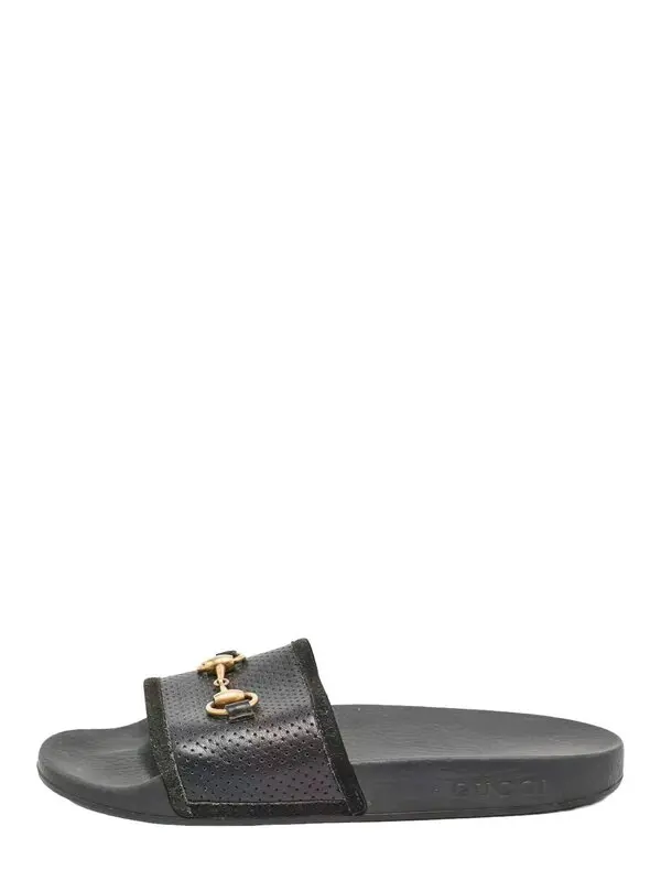 Gucci Horsebit Detail Slides - Black