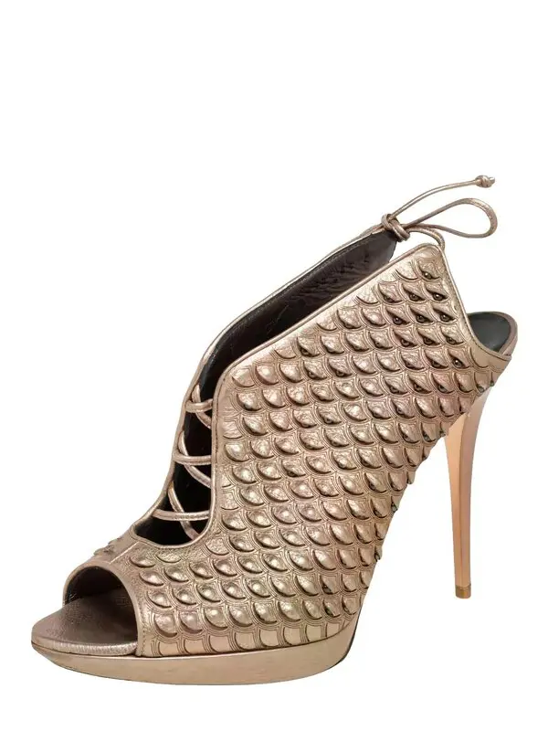 FERRAGAMO Python Embossed Leather Sandals - Neutrals