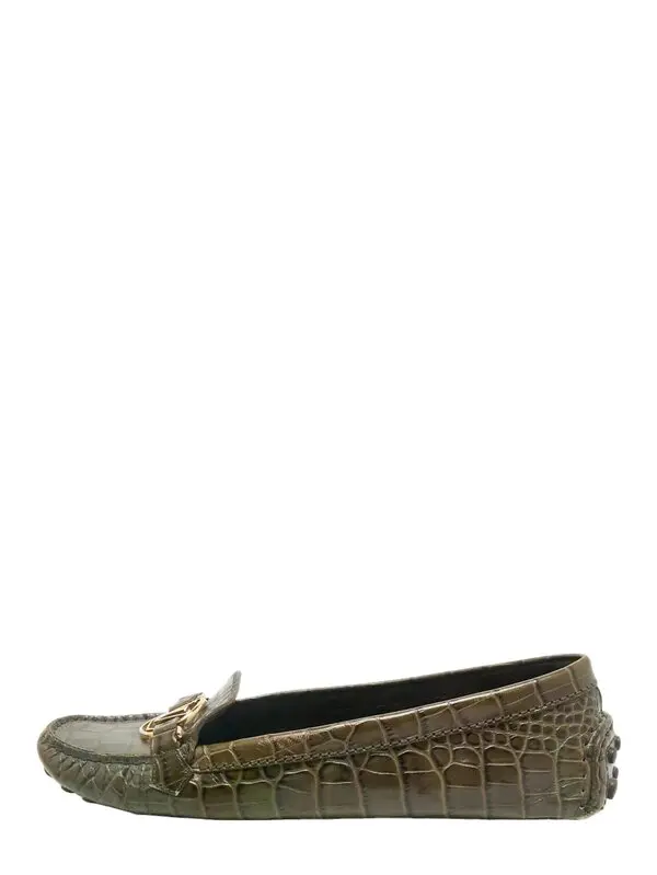 LOUIS VUITTON Dauphine Croc-embossed Loafer - Green