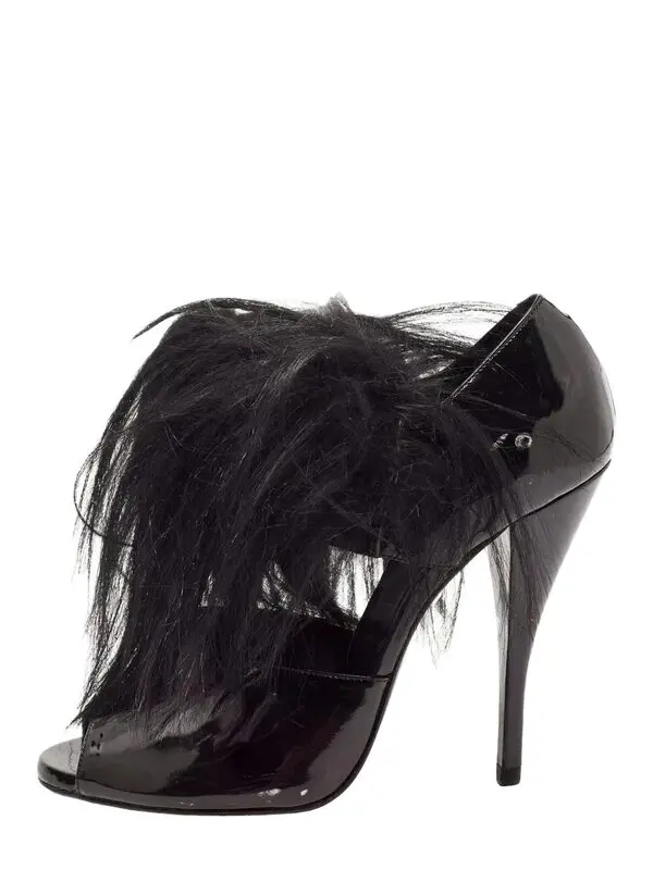 Pierre Hardy 110mm Patent Leather Fur Booties - Black