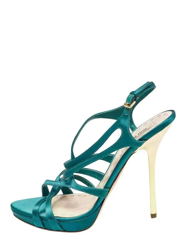 Miu Miu 110mm Crisscross Satin Sandals - Green