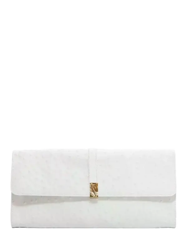 Loulou De Saison Mohini Ostrich-effect Leather Clutch - White