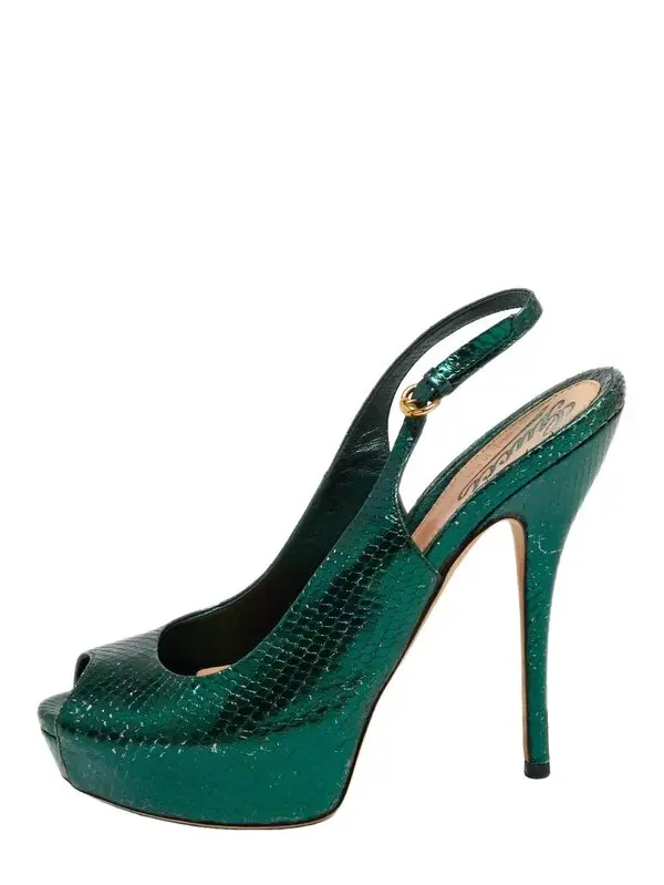 Gucci 130mm Sofia Snakeskin Effect Sandals - Green
