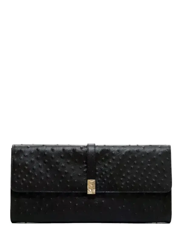 Loulou De Saison Mohini Ostrich-effect Leather Clutch - Black