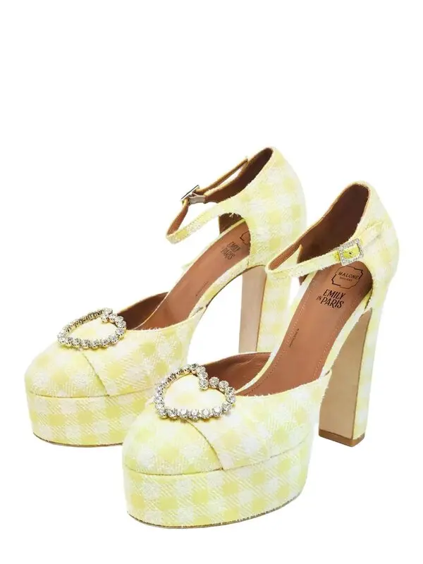 MALONE SOULIERS Check-print Platform Pumps - Yellow