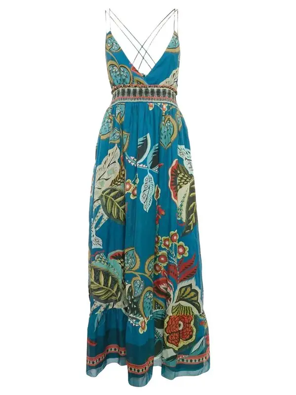 Red Valentino Floral-print Midi Dress - Blue